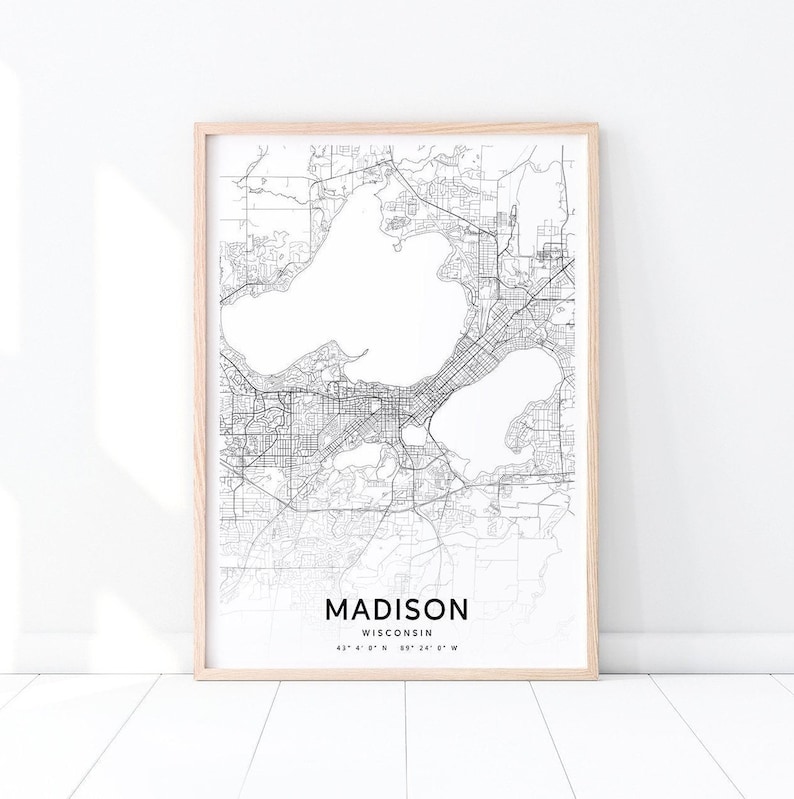 Madison Map Print Madison Wisconsin Map Art Poster City | Etsy