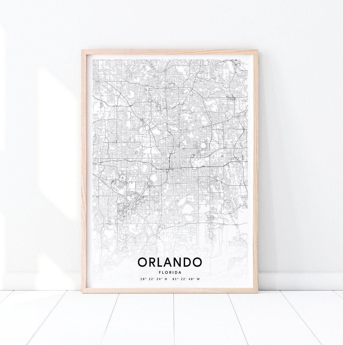 Orlando Map Print, Orlando Florida USA Map Art Poster, City Street Road ...