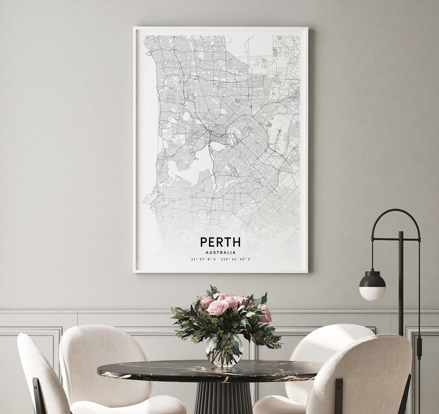 Perth Map Print, Perth Map Art Poster, Australia Map, City Street Map ...