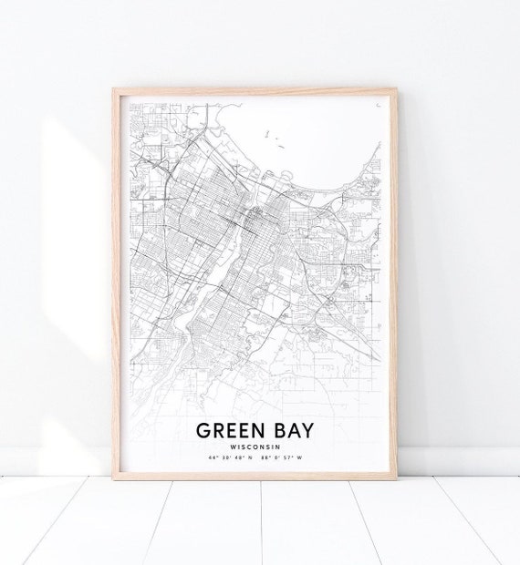 Green Bay Map Print Wisconsin Map Art Poster City Street | Etsy