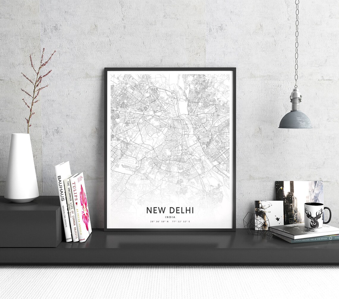 New Delhi Map Print New Delhi India Map Art Poster City - Etsy