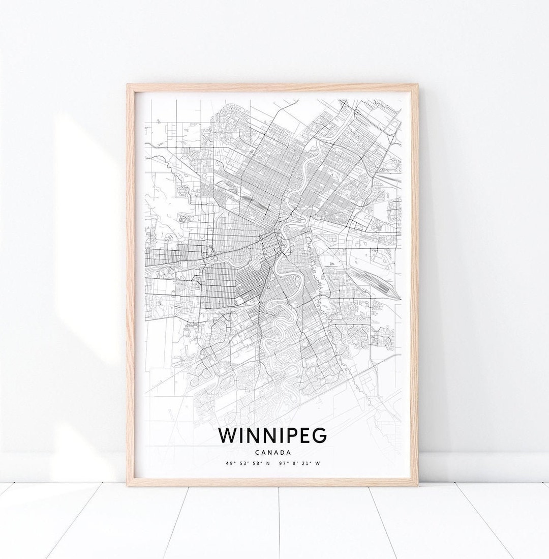 Winnipeg Map Print, Winnipeg Canada Map Art Poster, City Street Map ...