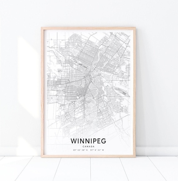Winnipeg Map Print Winnipeg Canada Map Art Poster City - Etsy