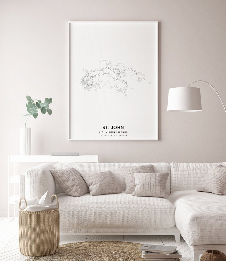 Saint John Map Print, Saint John US Virgin Islands Map Art Poster ...