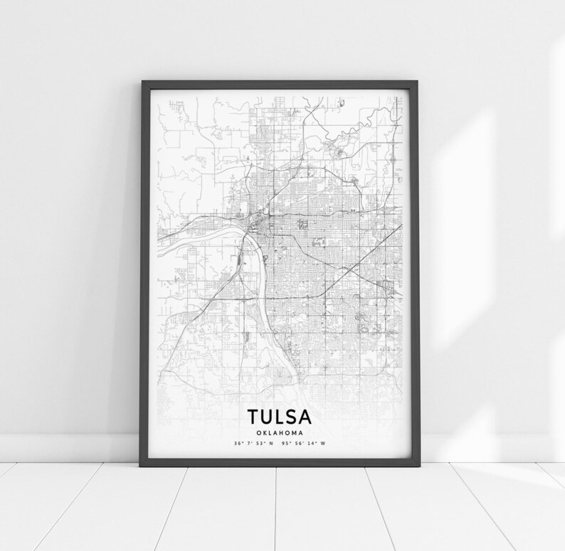 Tulsa Map Print Tulsa Oklahoma OK USA Map Art Poster City | Etsy