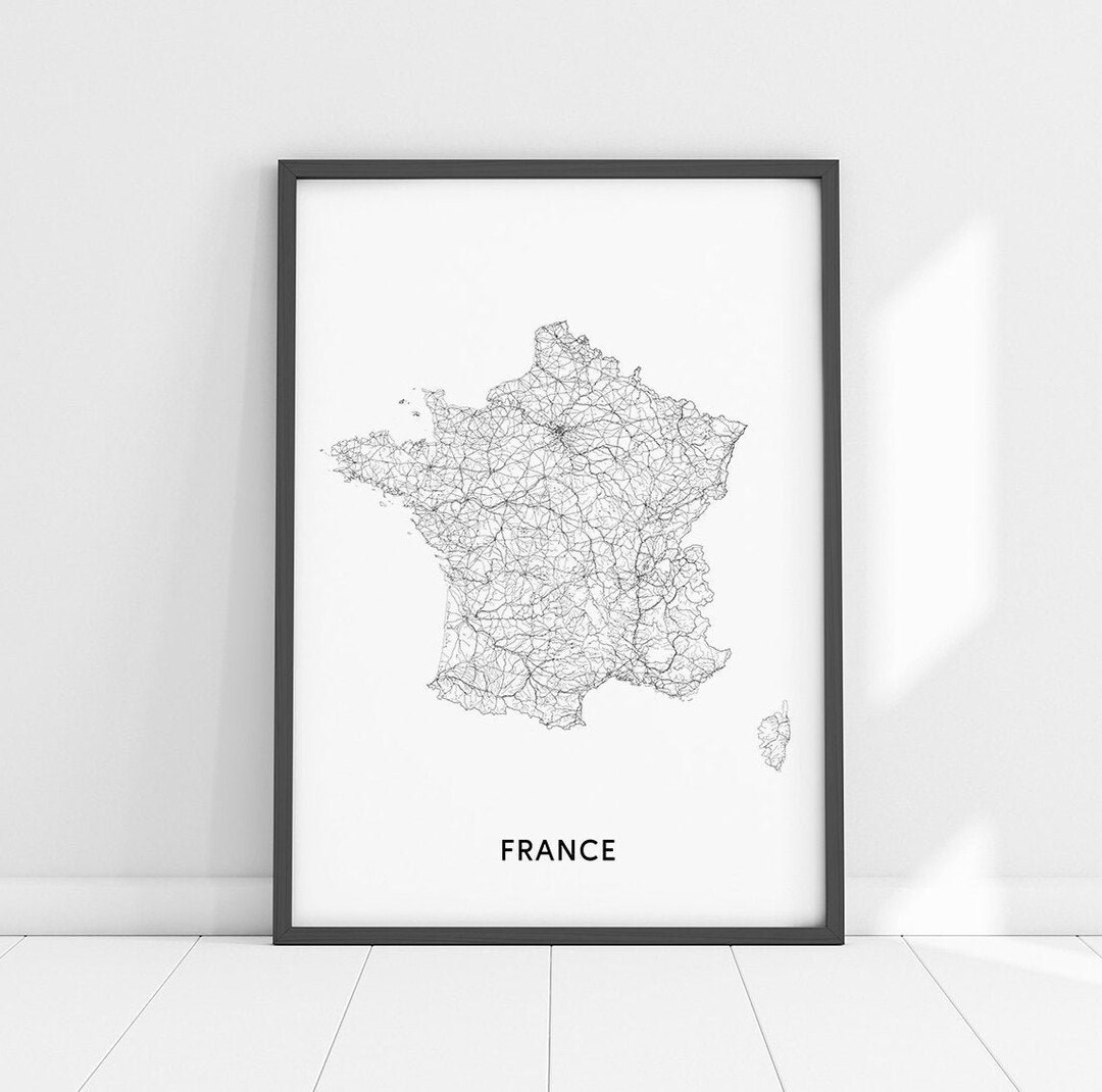 France Map Print, France Map Wall Art, France Map Poster, Countries Map ...