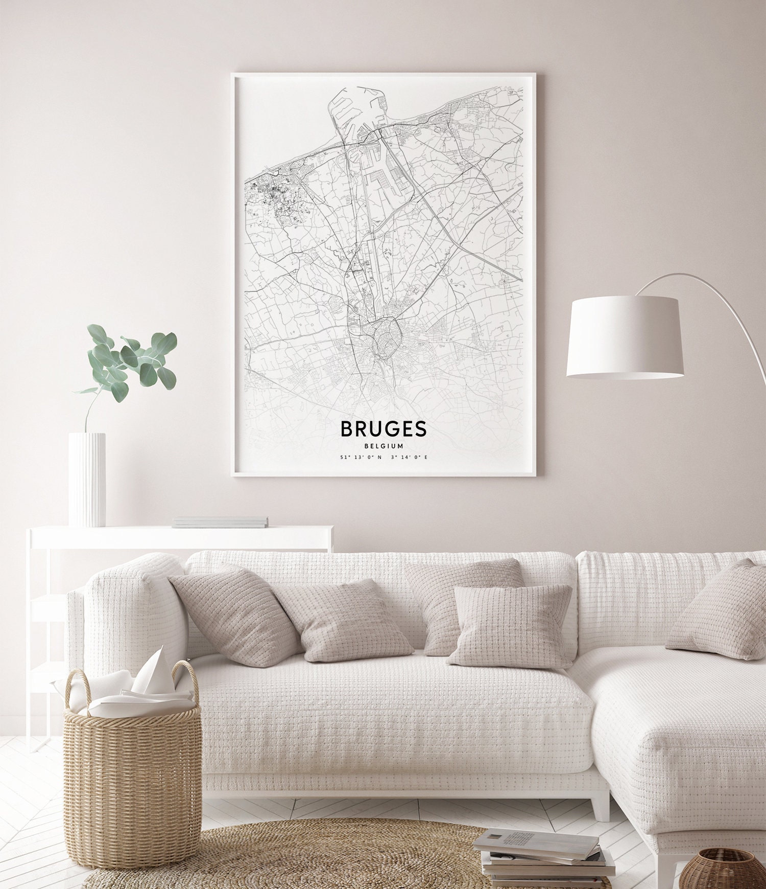Impresión de mapas de Brujas Cartel de arte de mapa de Brujas | Etsy