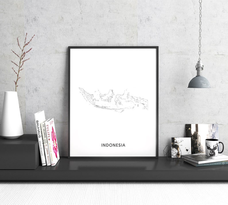 Indonesia Map Print, Indonesia Map Wall Art, Indonesia Map Poster ...