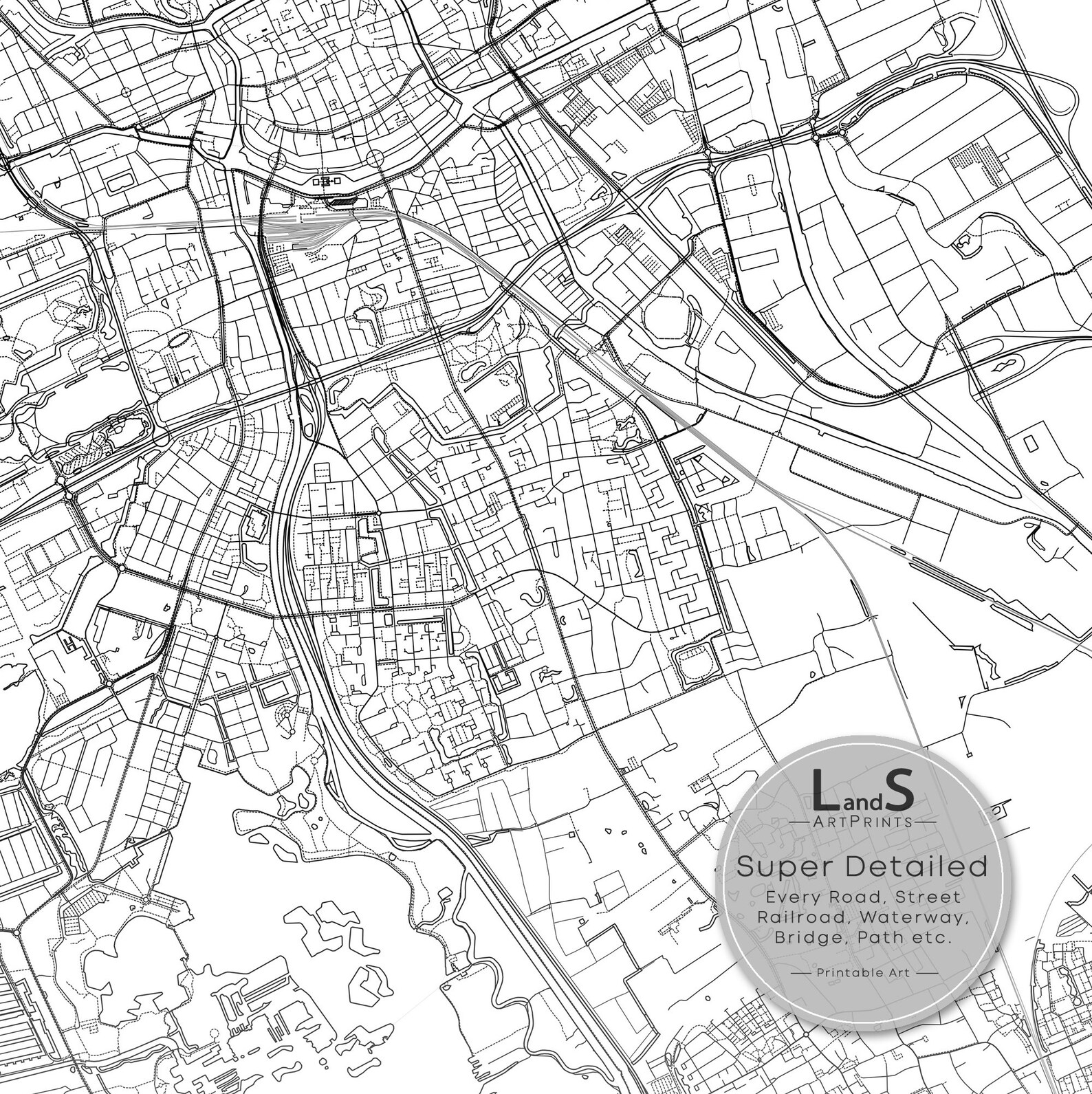 Groningen Map Print Netherlands Map Art Poster City Street - Etsy
