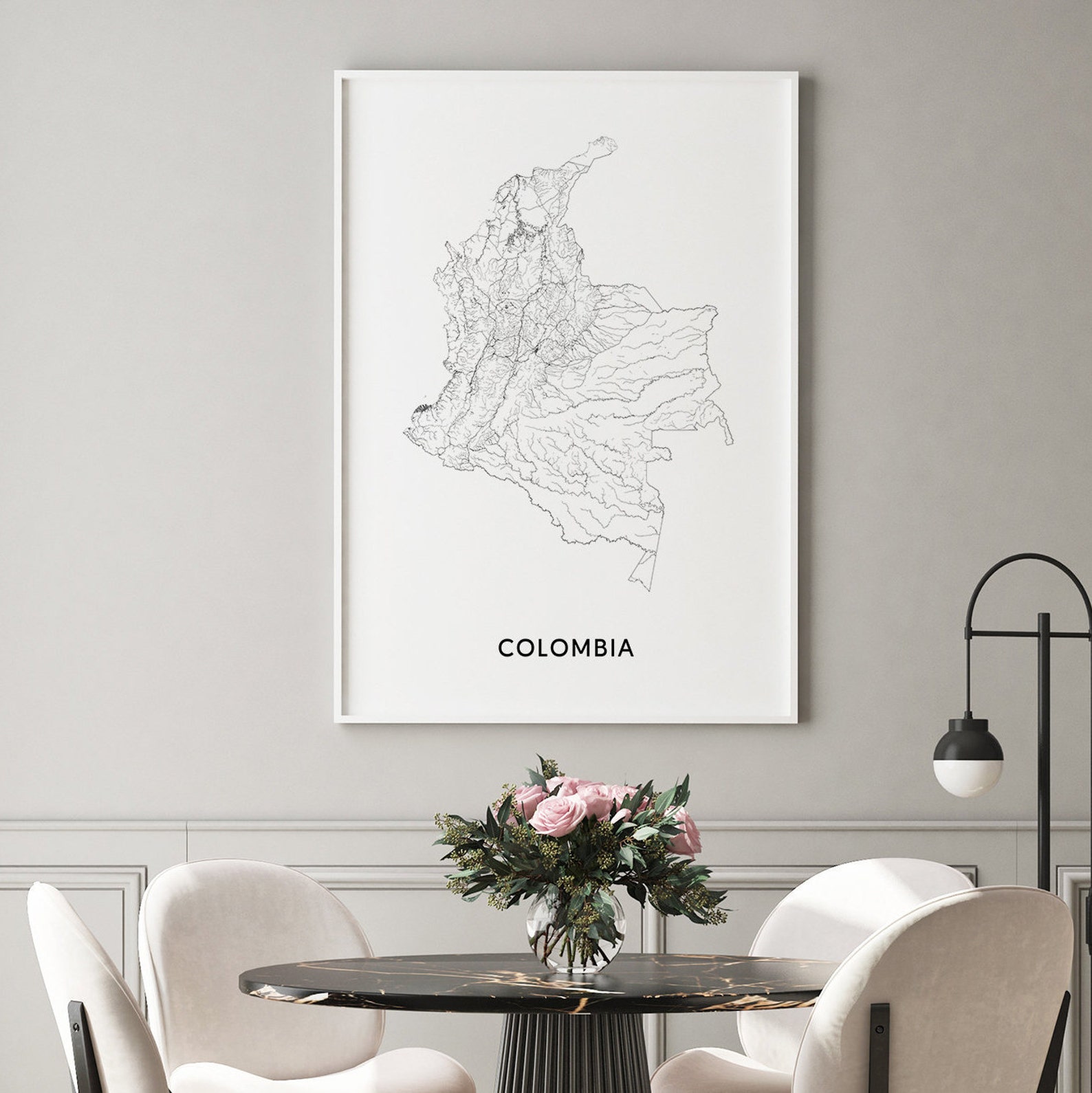 Colombia Map Art Print Colombia Map Art Poster Countries Map - Etsy