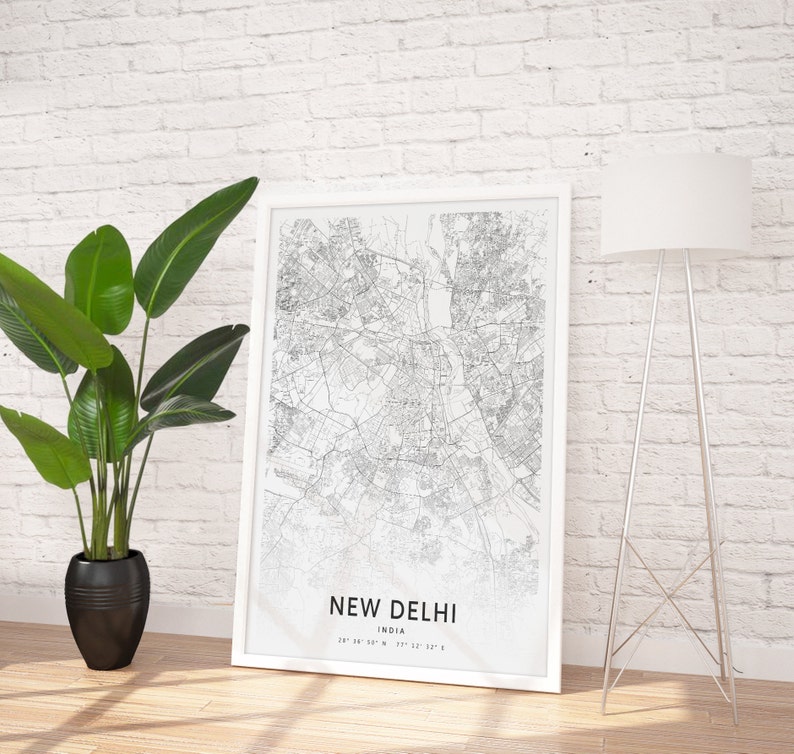 New Delhi Map Print, New Delhi India Map Art Poster, City Street Road ...