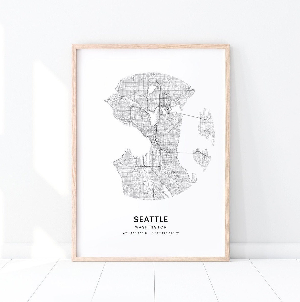 Seattle Map Print Seattle Washington Map Art Poster City | Etsy