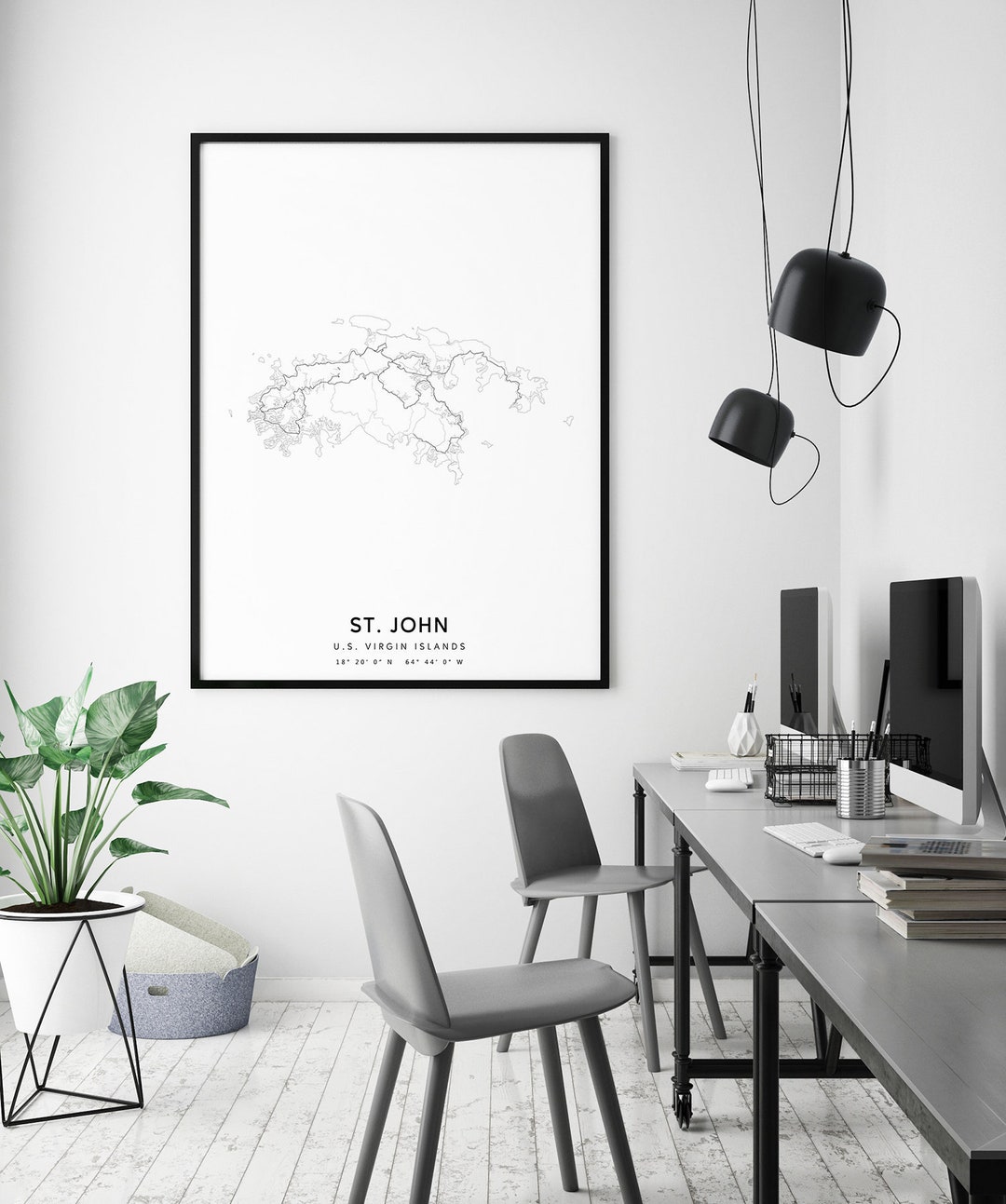 Saint John Map Print, Saint John US Virgin Islands Map Art Poster ...