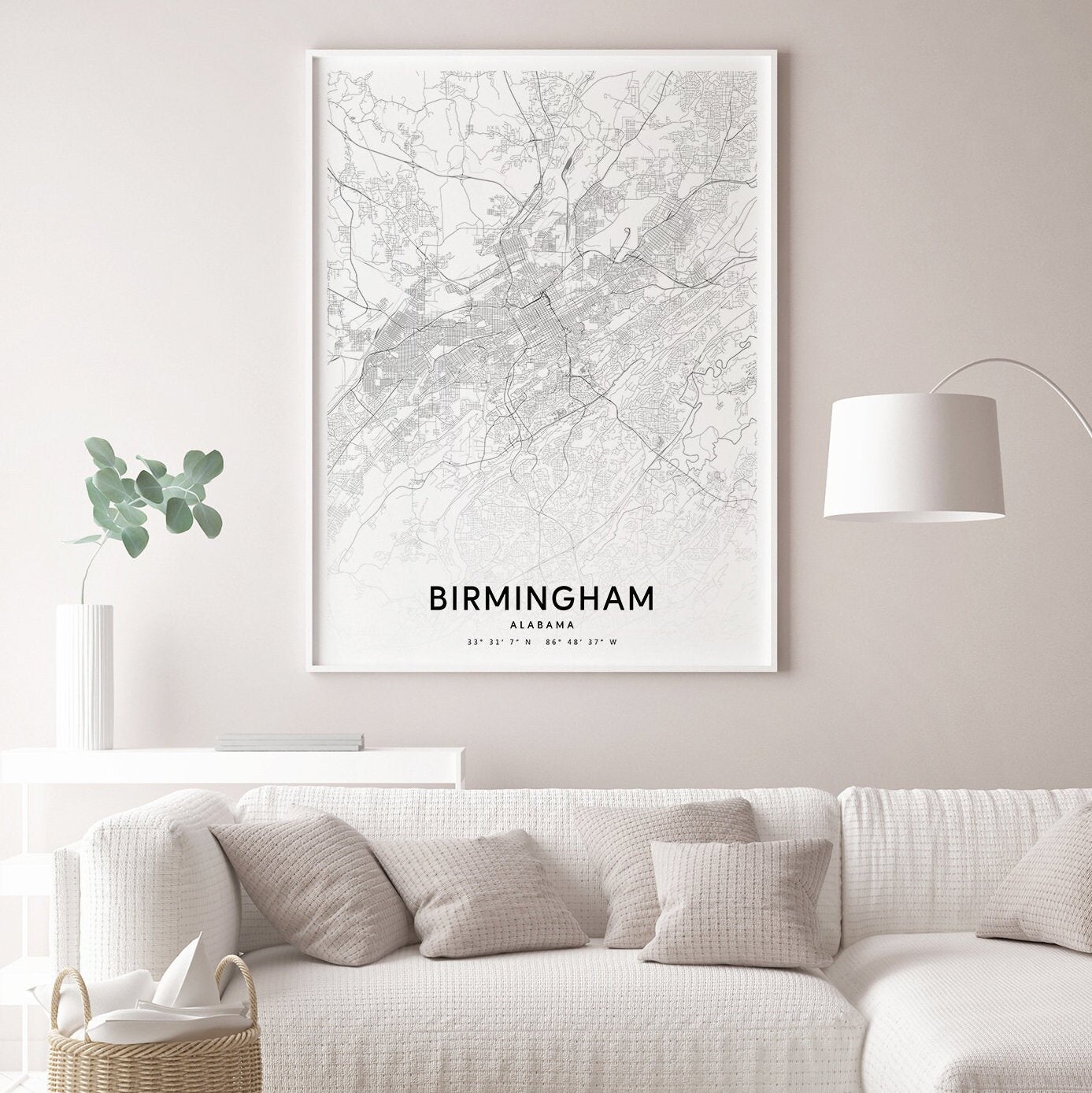 Birmingham Map Art Print, Birmingham Alabama Map Art Poster, City ...