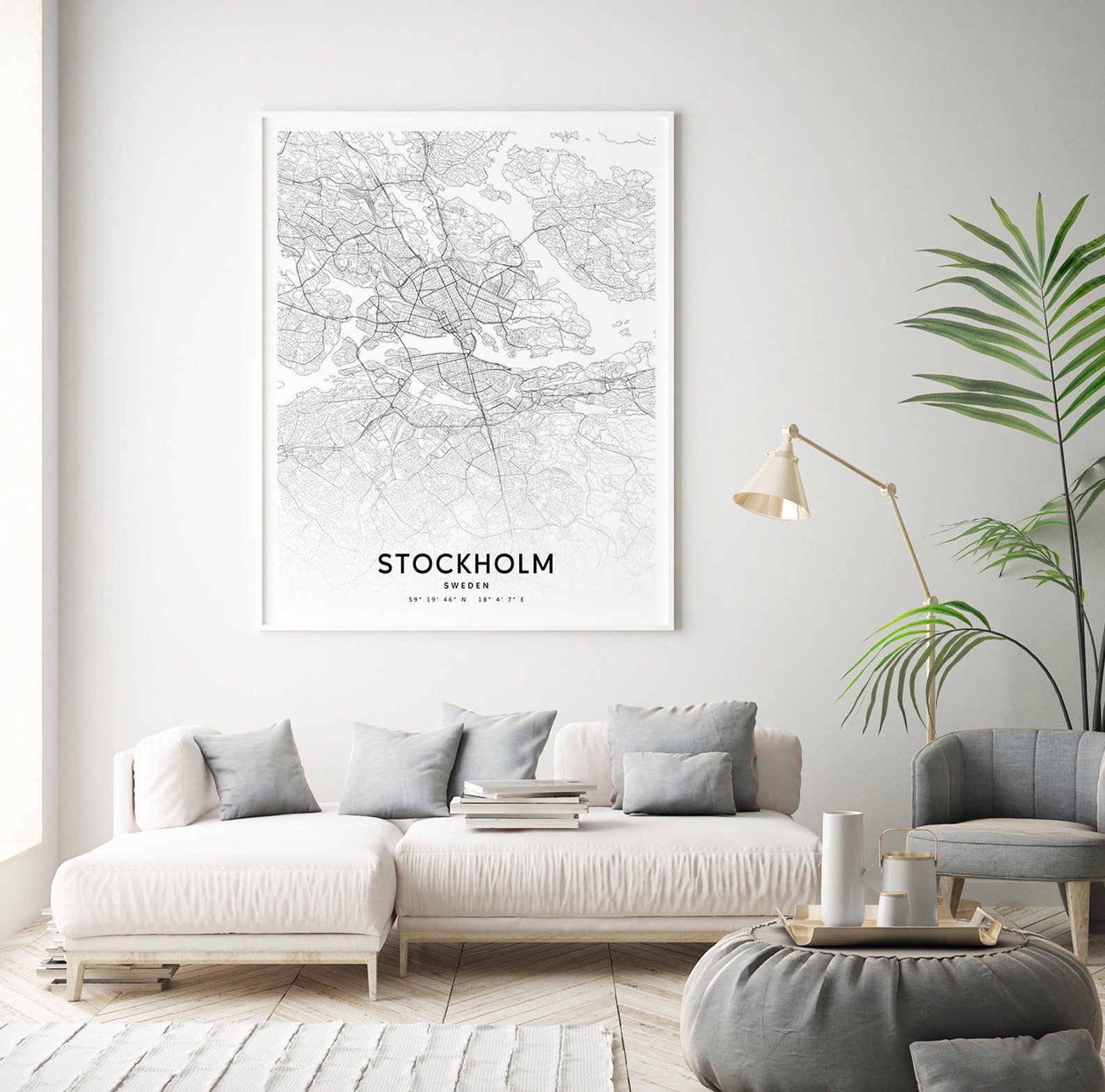 Stockholm Map Print, Stockholm Sweden Map Art Poster, City Street Road ...