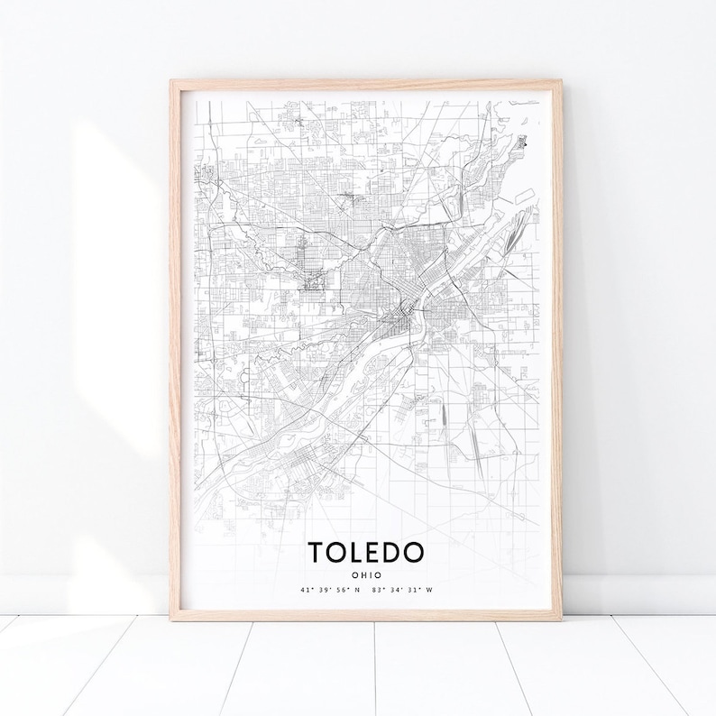 Toledo Map Print Toledo Ohio Map Art Poster City Street Road - Etsy