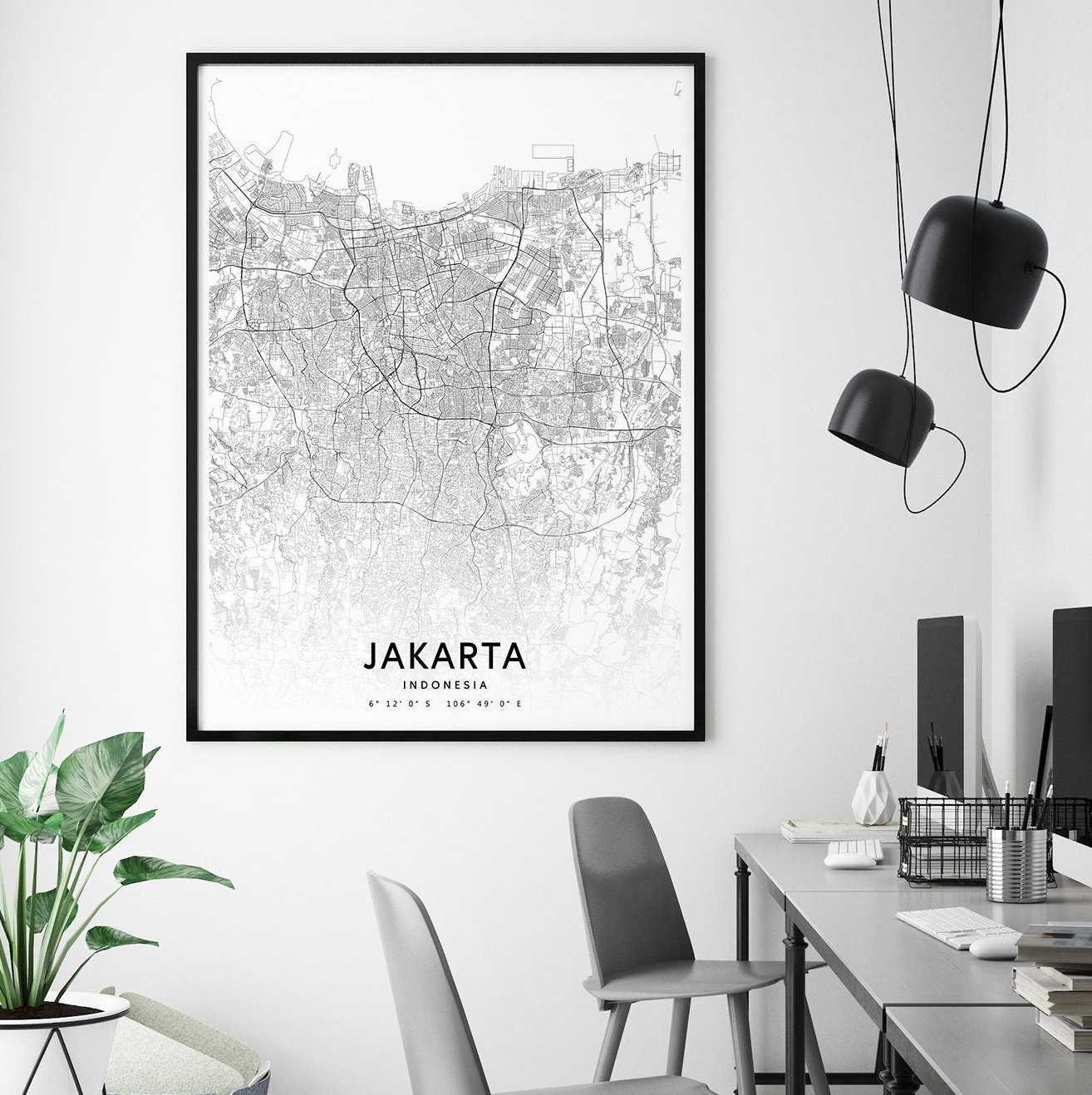 Jakarta Map Print Jakarta Indonesia Map Art Poster City | Etsy