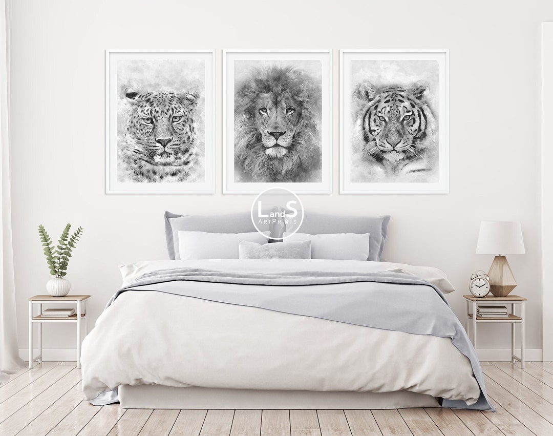Safari Animals Watercolor Print, Black & White Animals Set 3, Safari ...