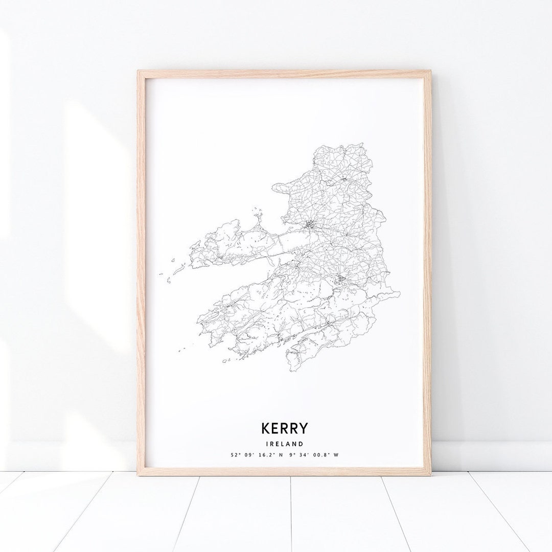 Kerry Map Print County Kerry Ireland Map Country Map Art - Etsy