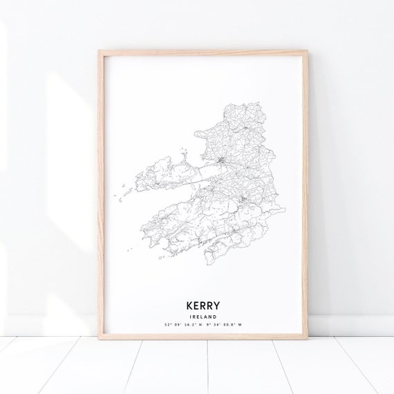 Kerry Map Print County Kerry Ireland Map Country Map Art - Etsy