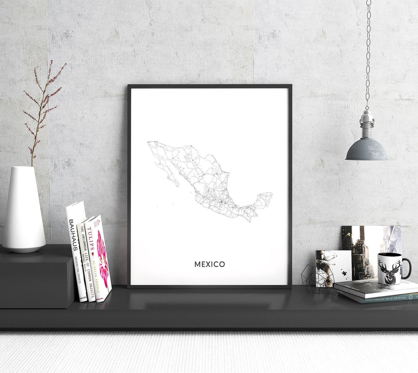 Mexico Map Print Mexico Map Wall Art Mexico Map Poster | Etsy