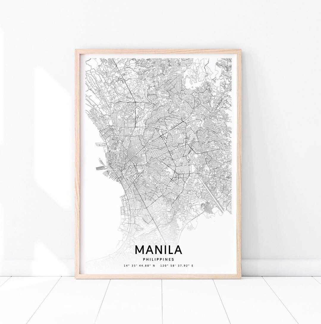 Manila Map Print, Manila Philippines Map Art Poster, City Street Road ...