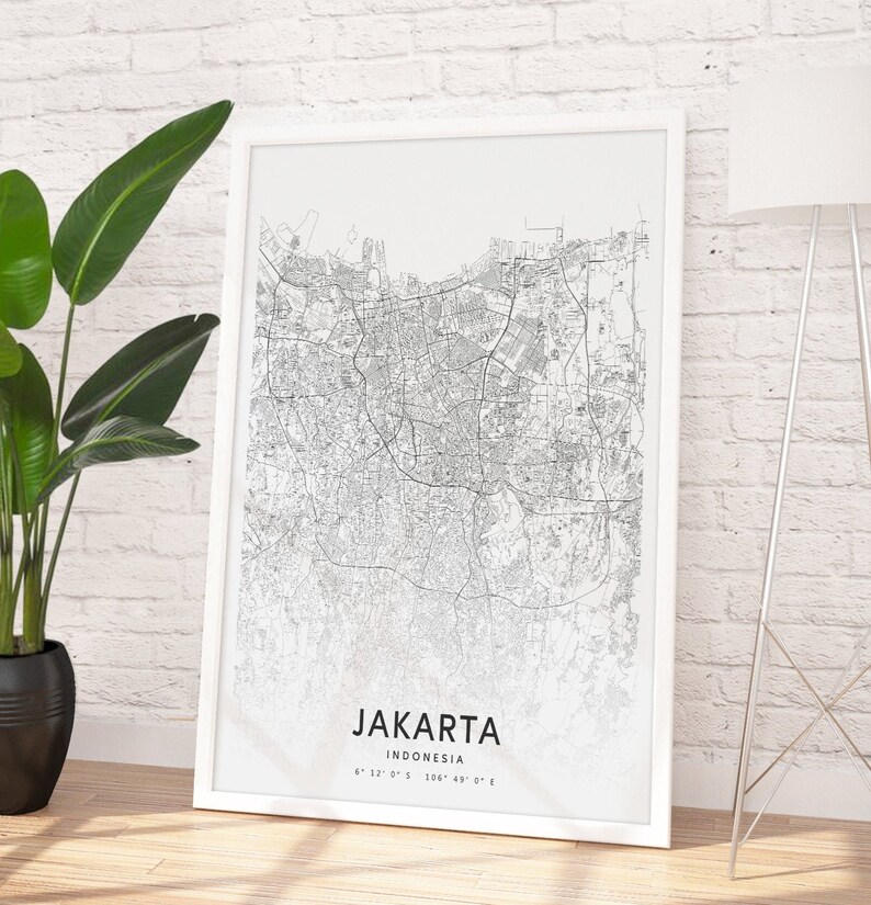 Jakarta Map Print Jakarta Indonesia Map Art Poster City | Etsy