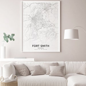 Fort Smith Map Print, Arkansas USA Map Art Poster, City Street Road Map ...