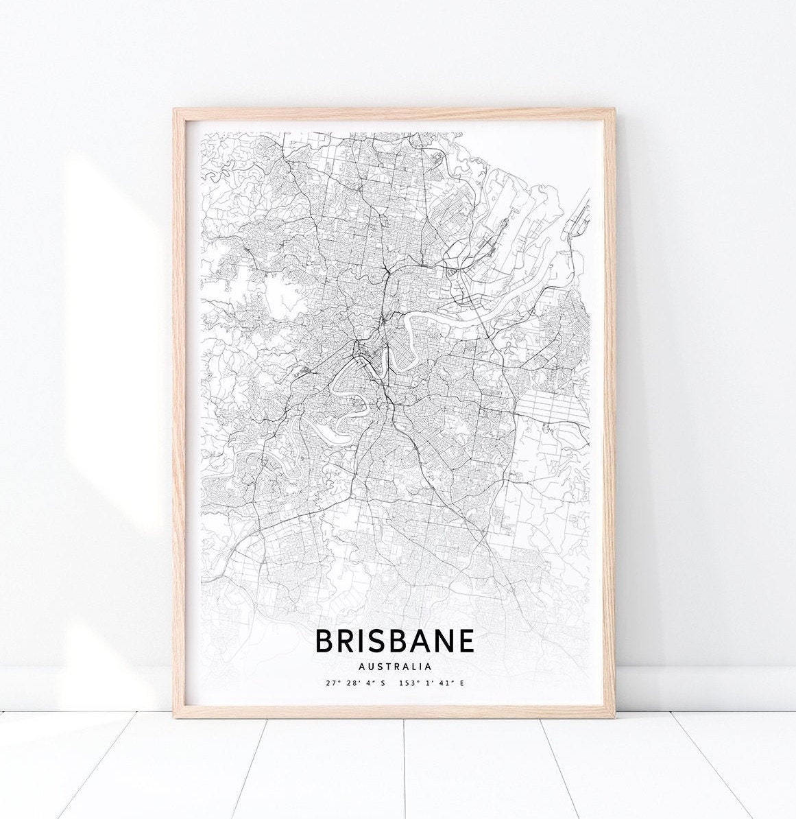 Brisbane Map Print, Brisbane Art Poster, Australia Map, City Street Map ...