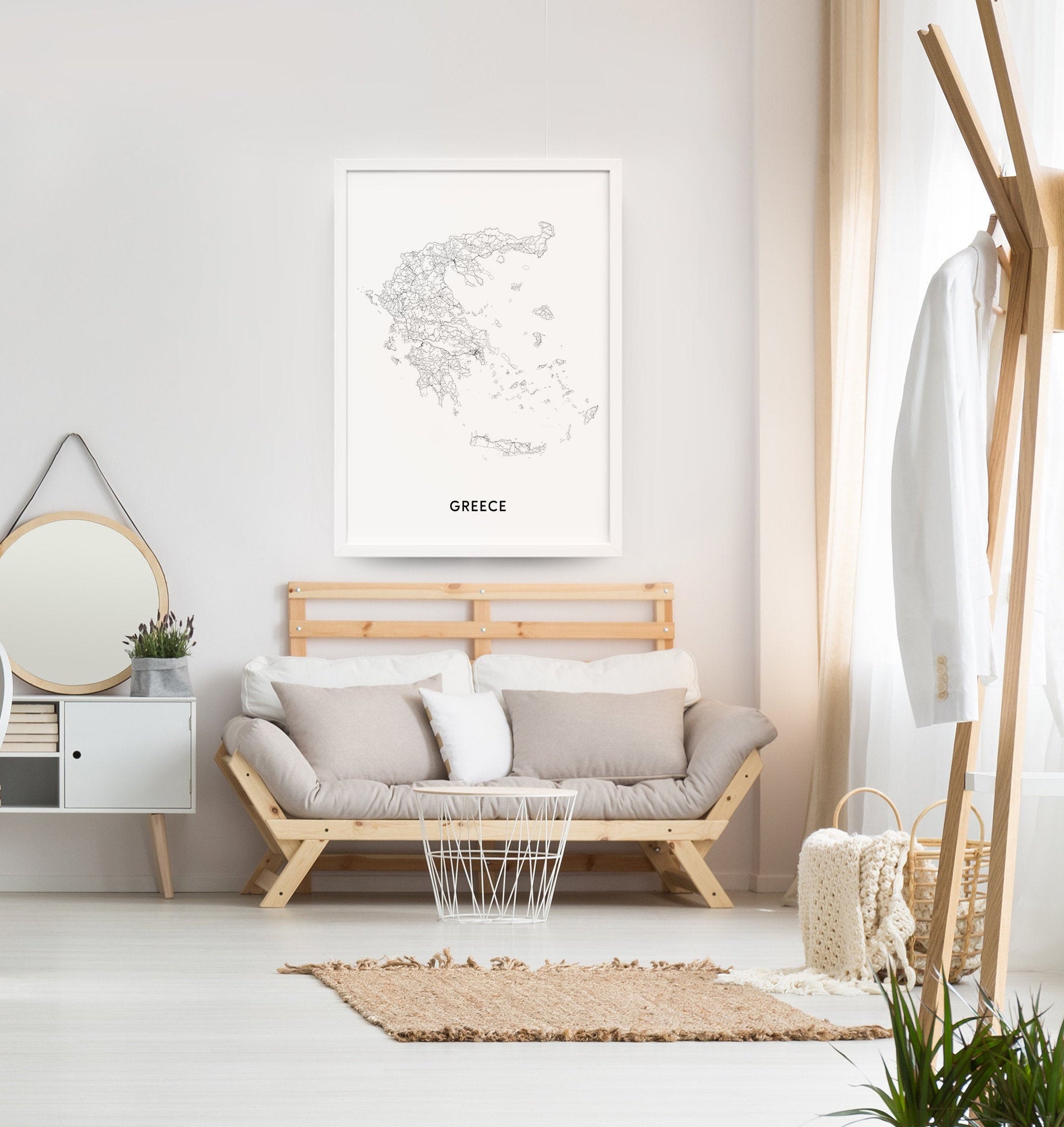Greece Map Print, Greece Map Art Poster, Country Map, Black and White ...