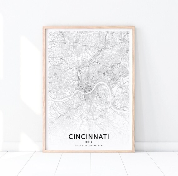 Cincinnati Map Print Ohio USA Map Art Poster City Street | Etsy