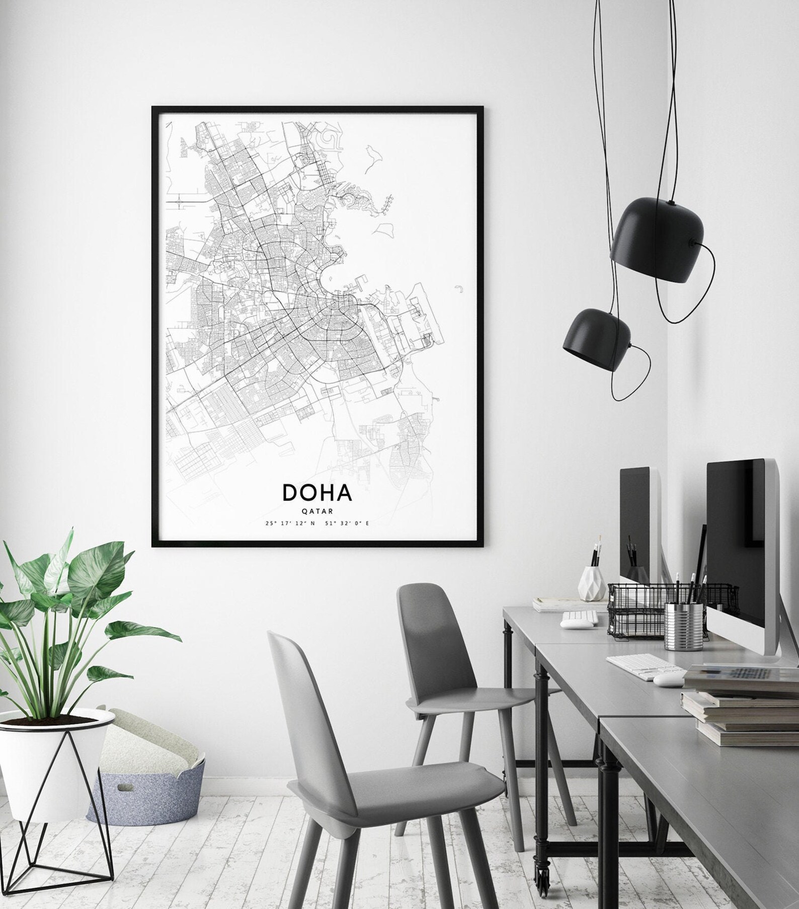 Doha Map Print Doha Map Art Poster Doha Qatar Map City | Etsy