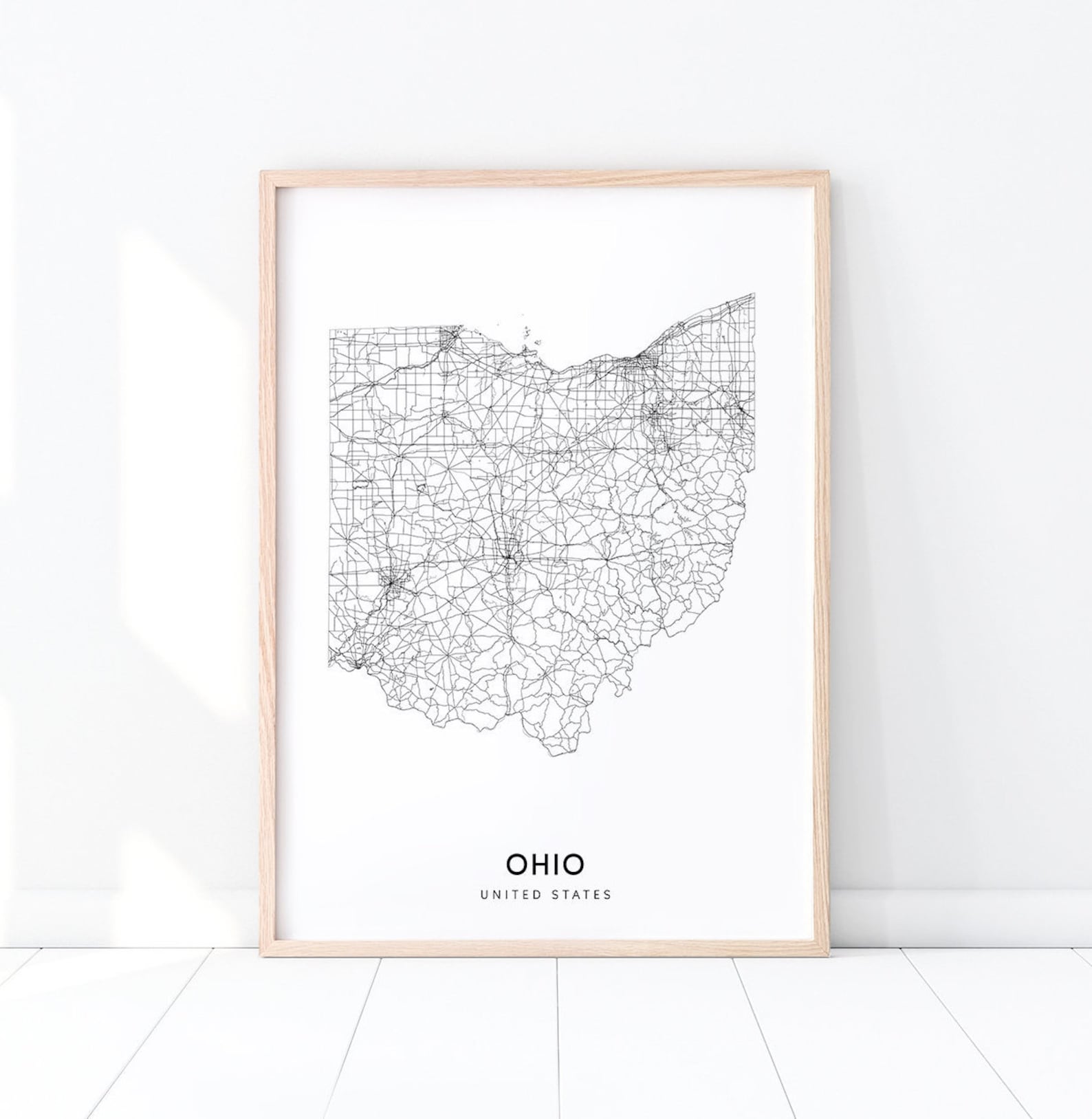Ohio Map Print State Road Map Print Ohio OH USA United - Etsy