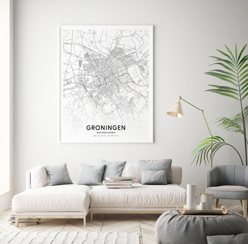 Groningen Map Print Netherlands Map Art Poster City Street - Etsy