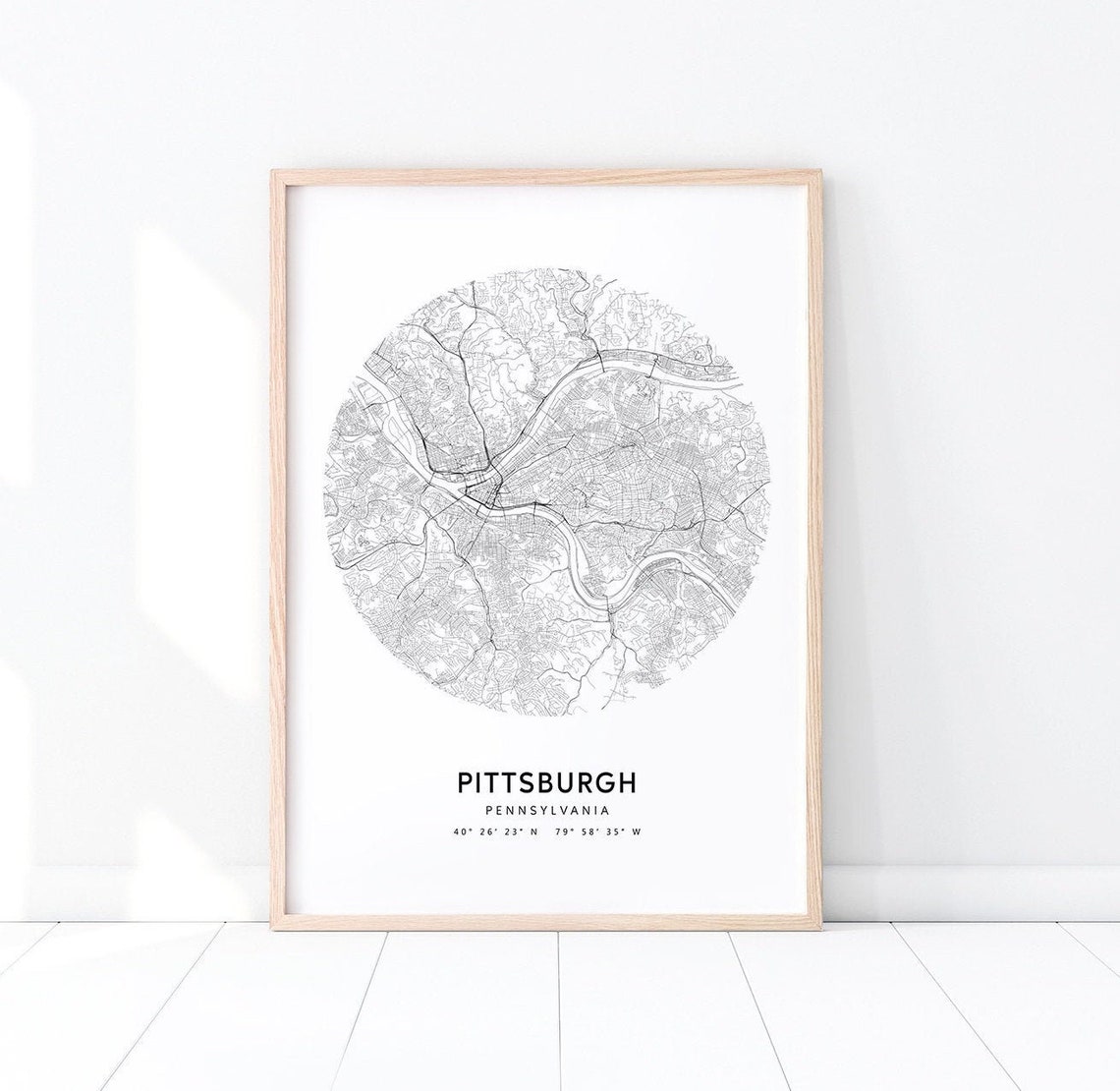Pittsburgh Map Print, Pennsylvania Map Art Poster, City Street Road Map ...