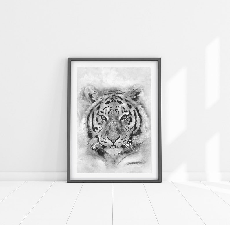 Safari Animals Watercolor Print, Black & White Animals Set 3, Safari ...