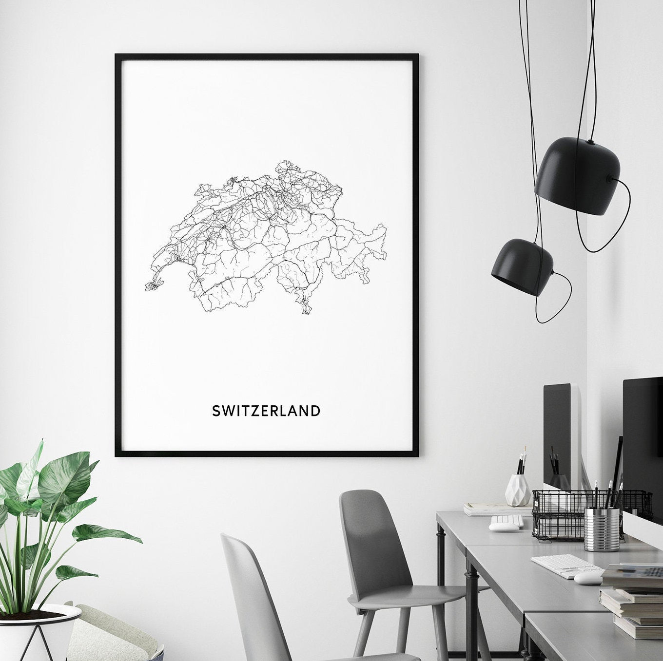 Switzerland Map Print Switzerland Wall Art Switzerland Map | Etsy