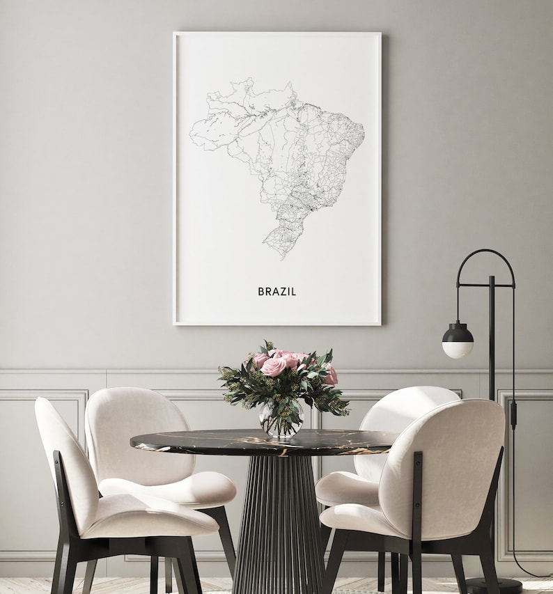 Brazil Map Print Brazil Map Art Poster Country Map Art - Etsy