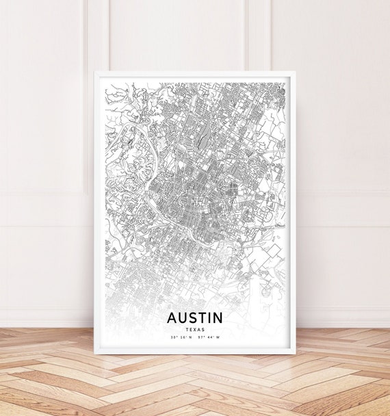 Austin Urban Map Print Austin City Street Map Poster Austin | Etsy
