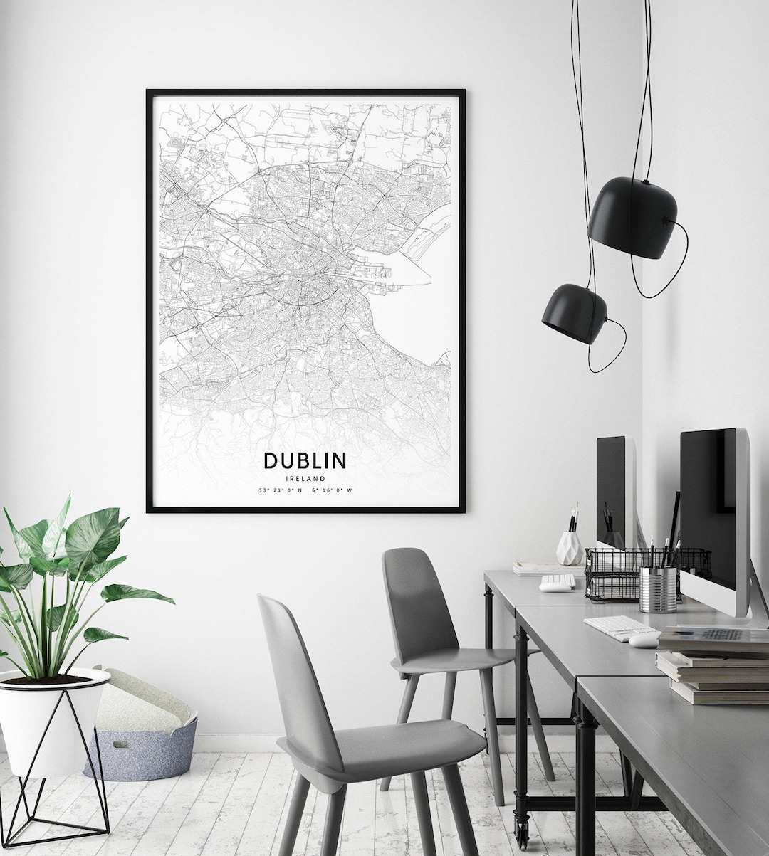 Dublin Map Print, Dublin Ireland Map Wall Art, Dublin Map Art Poster ...
