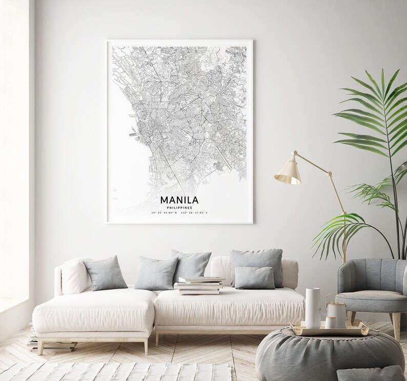 Manila Map Print, Manila Philippines Map Art Poster, City Street Road ...