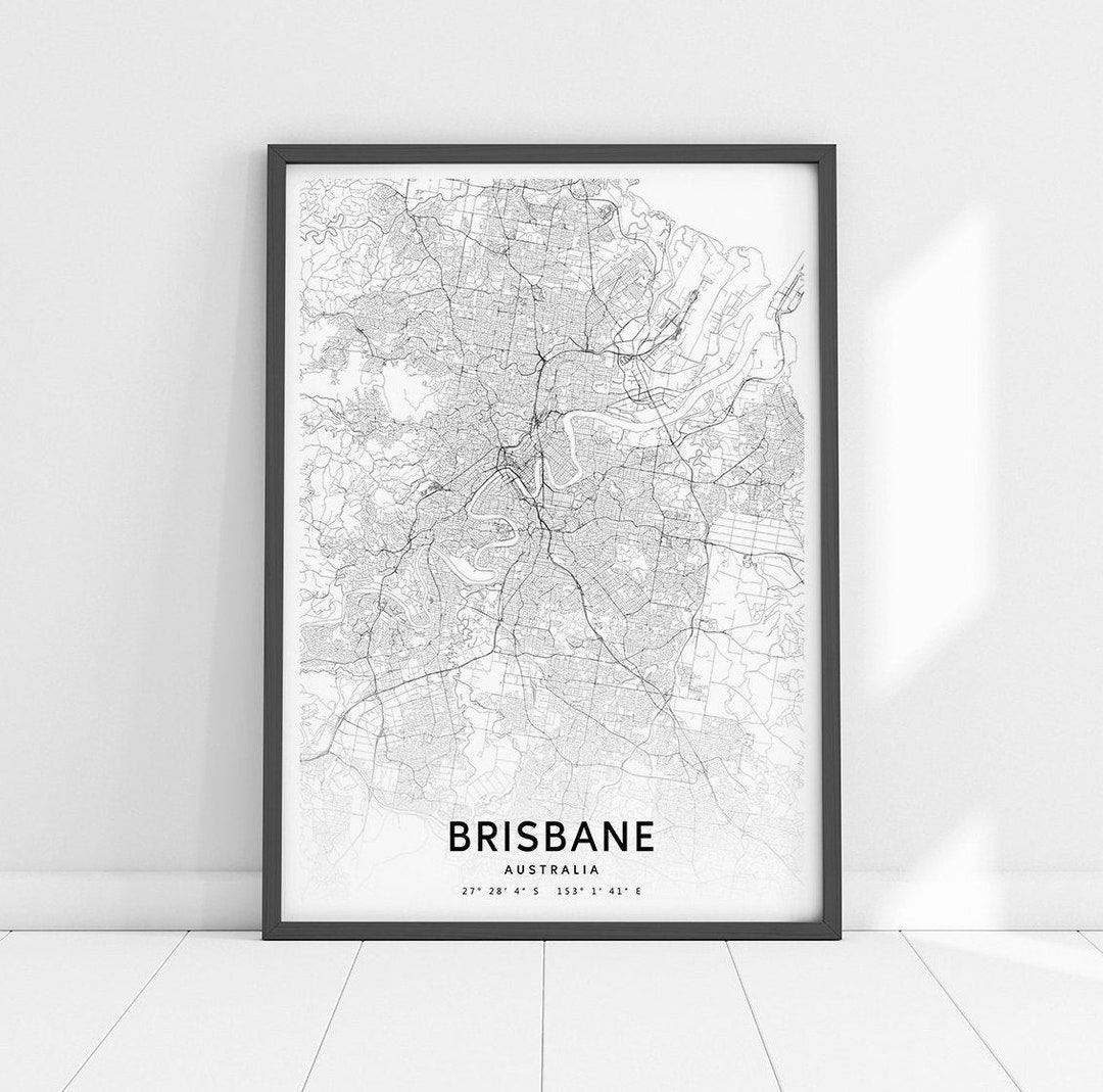 Brisbane Map Print, Brisbane Art Poster, Australia Map, City Street Map ...