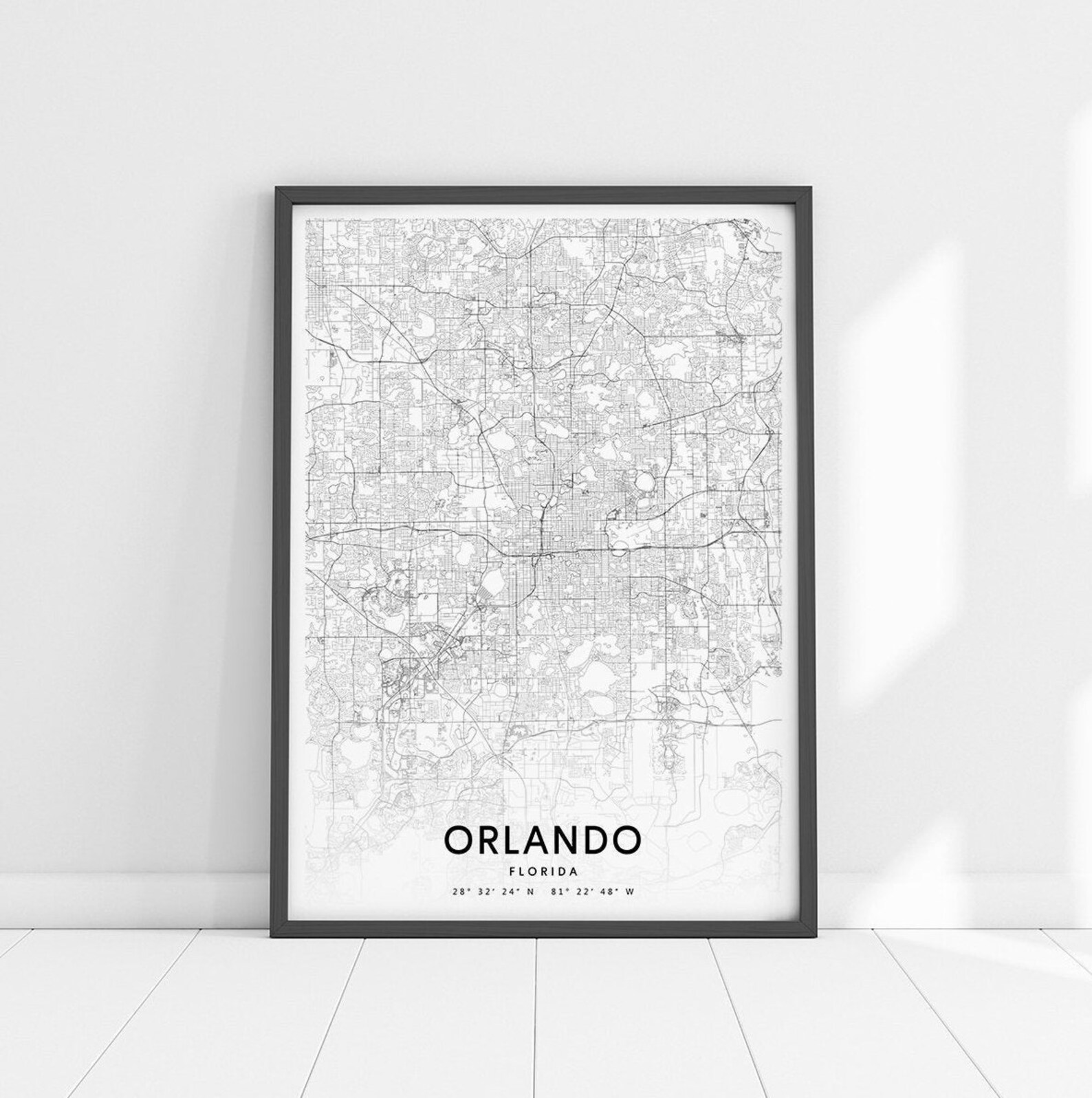 Orlando Map Print, Orlando Florida USA Map Art Poster, City Street Road ...