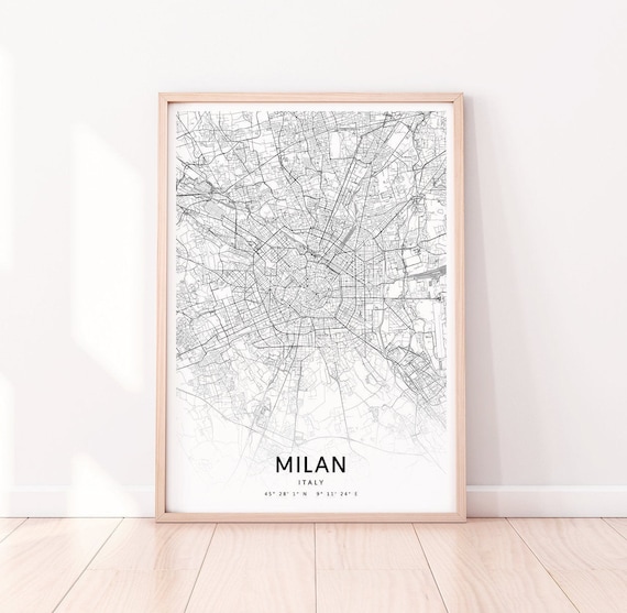 Milan Map Print Milan Urban Map Milan Italy Map Art Poster | Etsy