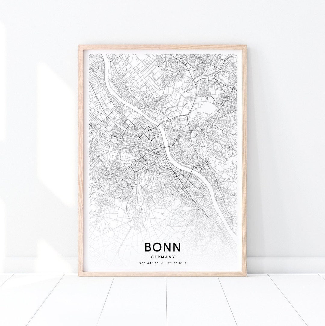 Bonn Map Print, Bonn Germany Map Art Poster, City Street Road Map Print ...