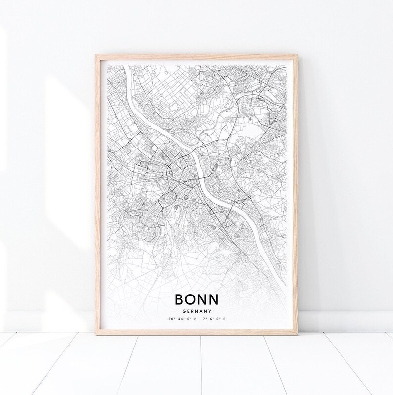 Bonn Map Print Bonn Germany Map Art Poster City Street Road - Etsy
