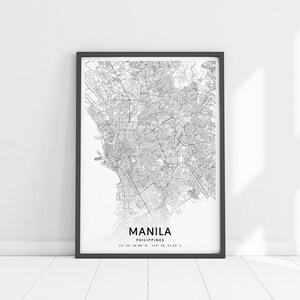 Manila Map Print, Manila Philippines Map Art Poster, City Street Road ...