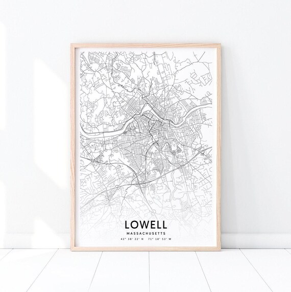 Lowell Map Print Lowell Massachusetts Map Art Poster City - Etsy