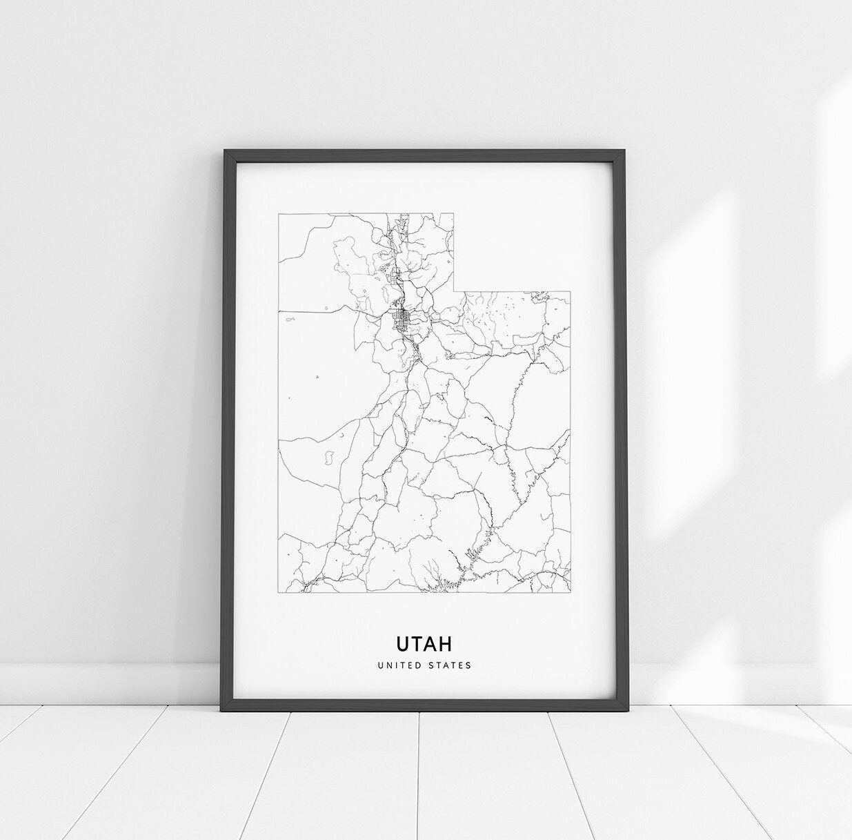 Utah Map Print State Road Map Print Utah UT USA United | Etsy