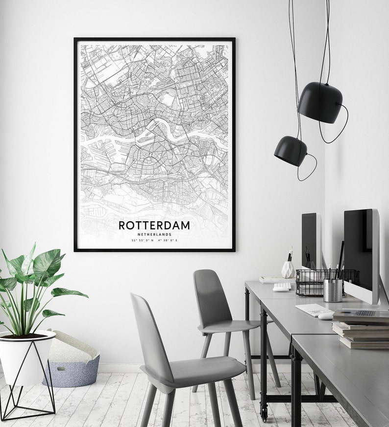 Rotterdam Map Print Netherlands Map Art Poster City Street - Etsy